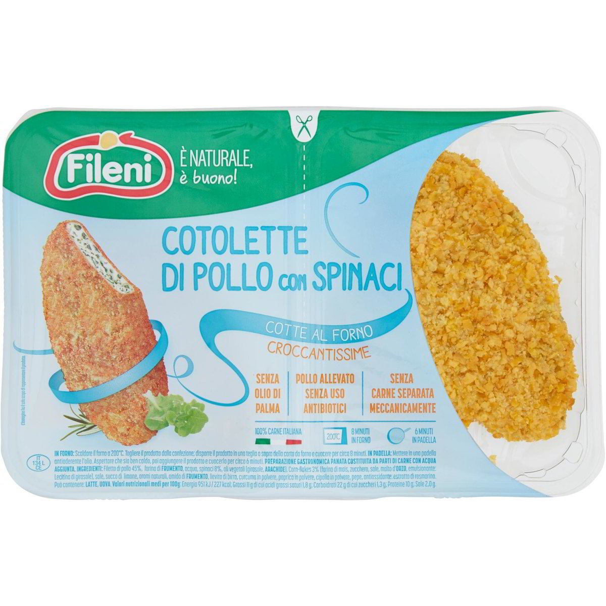 Pollo cotolette con spinaci FILENI 220 G - Coop Shop