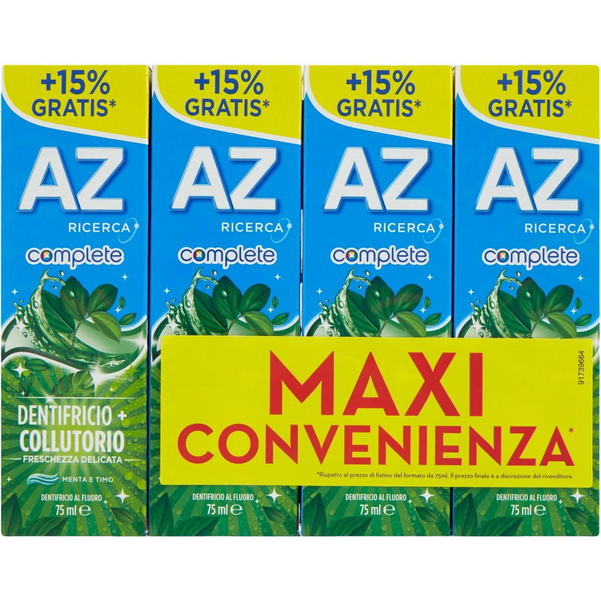 Dentifricio complete con collutorio freschezza AZ RICERCA 4 X 65 ML ...