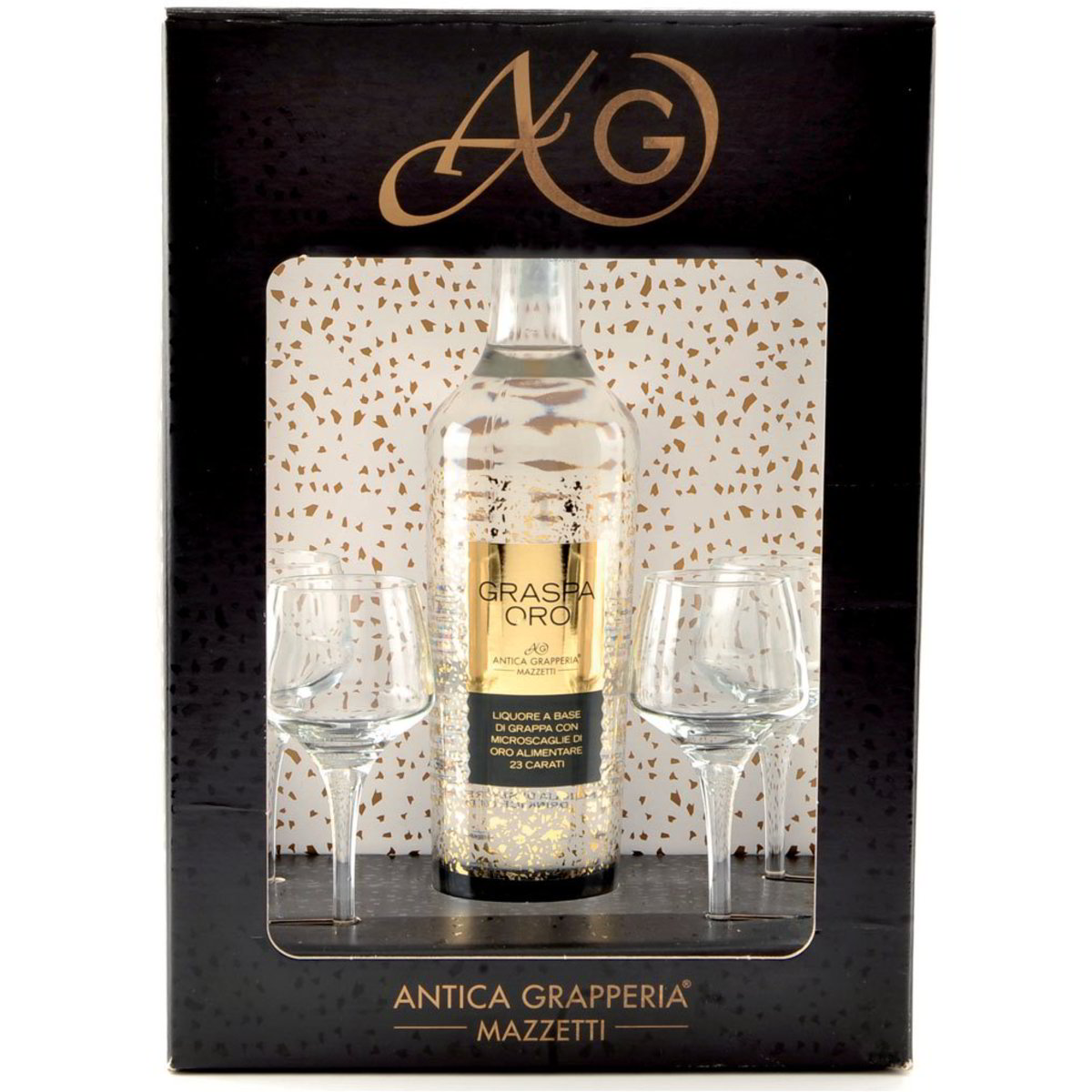 Confezione regalo grappa scaglie oro + 4 bicchieri MAZZETTI D'ALTAVILLA 500 ML - Coop Shop