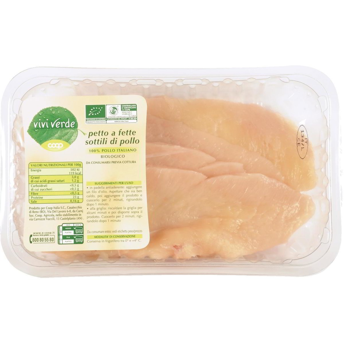 Pollo petto fettine sottili COOP - VIVI VERDE 250 GR - Coop Shop