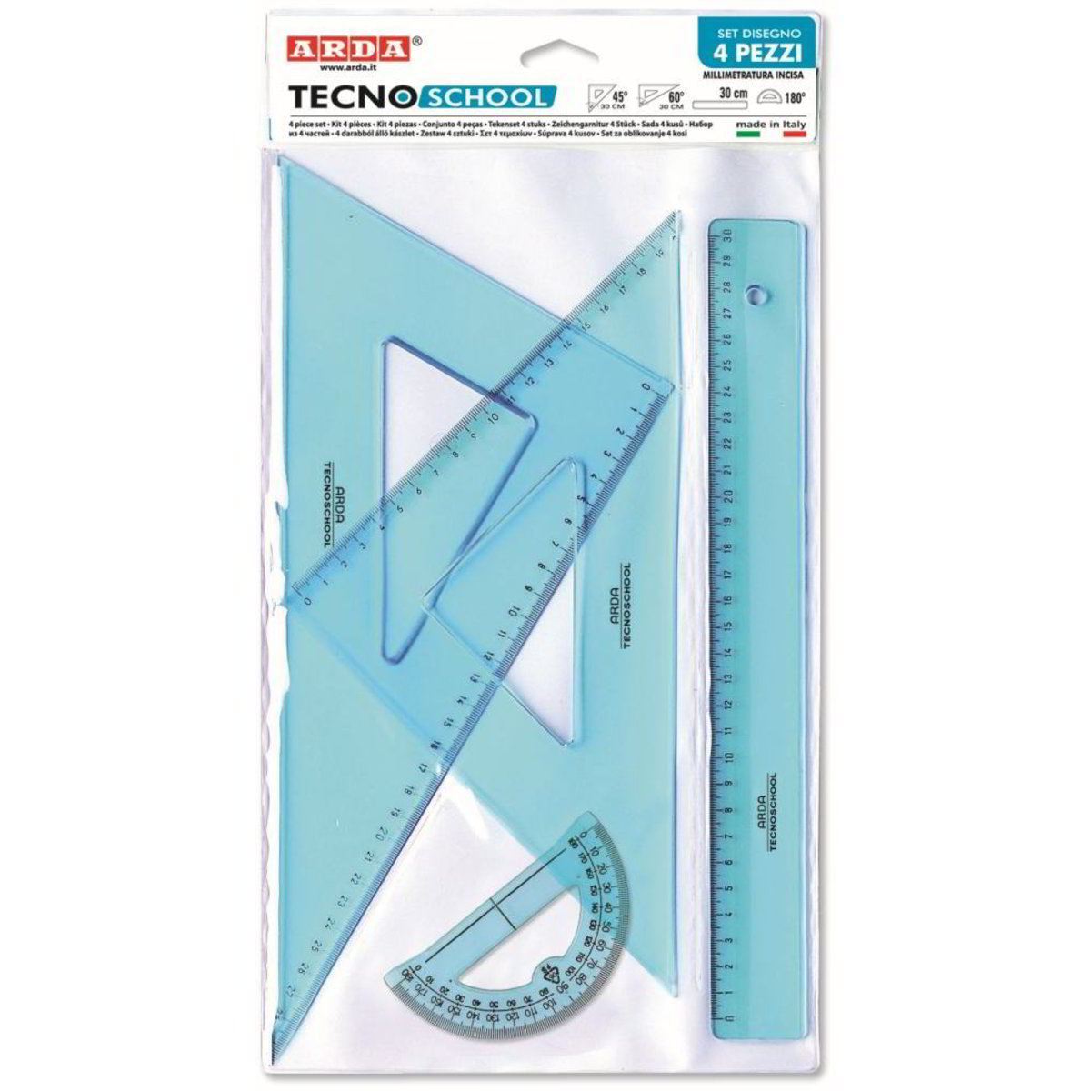 Righello/squadra/goniometro in plastica x3 ARDA 1 PZ - Coop Shop