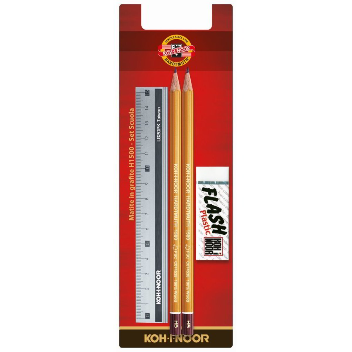 Matite hb x2 con gomma cancellabile e righello KOH-I-NOOR 1 PZ - Coop Shop