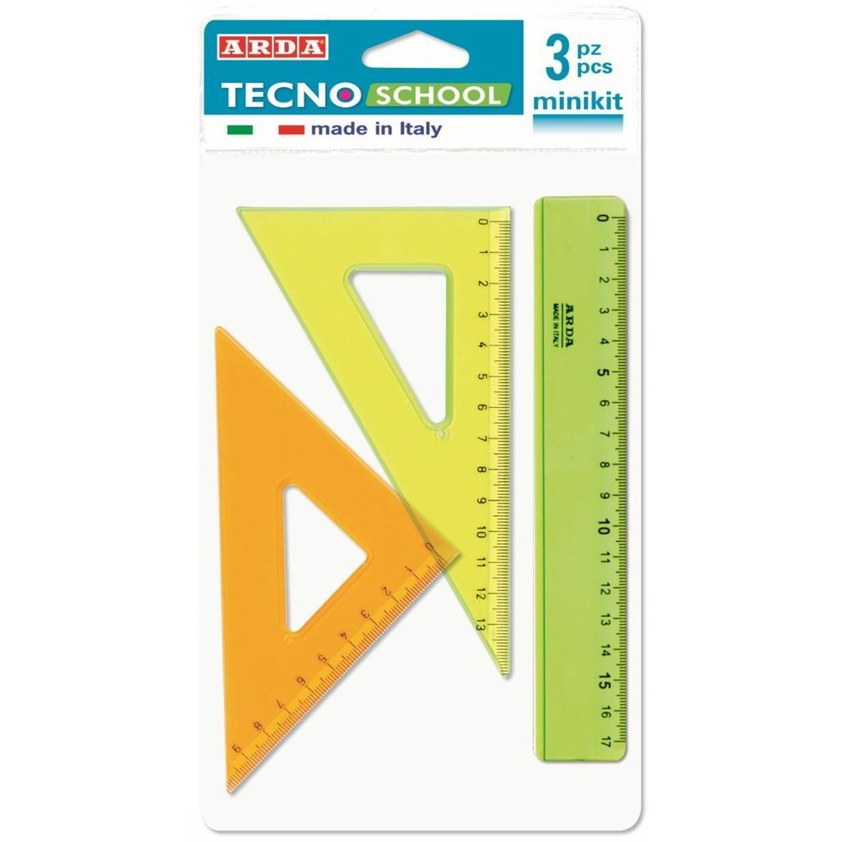 Righello e squadra in plastica fluo x3 ARDA 1 PZ - Coop Shop