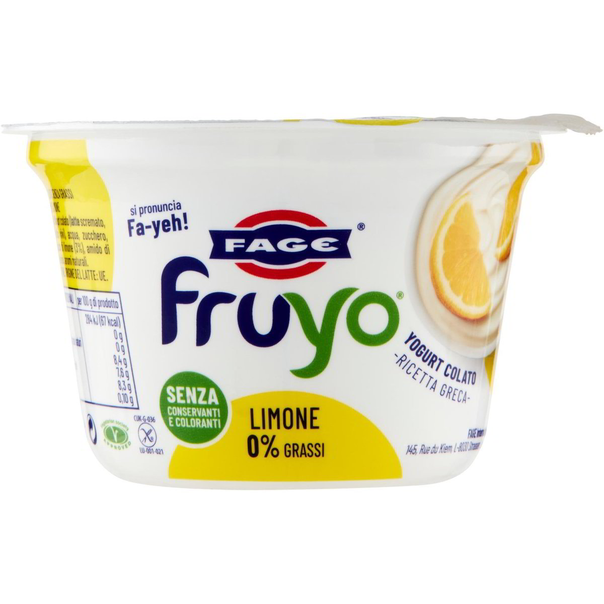 Yogurt greco fruyo 0% grassi con pezzi di limone FAGE 170 G - Coop Shop