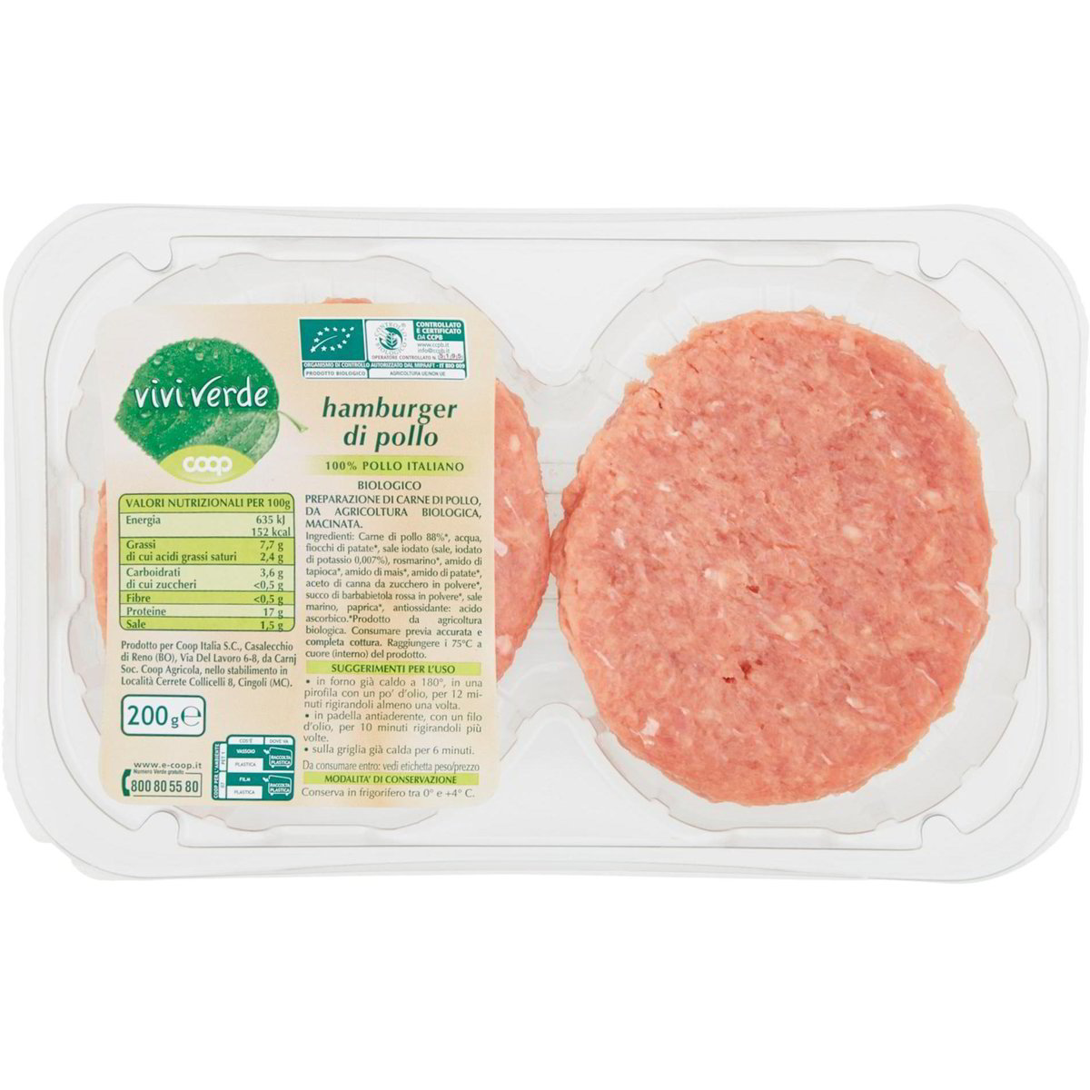 Hamburger di pollo COOP - VIVI VERDE 200 G - Coop Shop