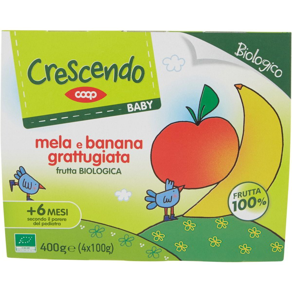 Omogeneizzato frutta grattugiata mela banana COOP - CRESCENDO 4 X 100 G ...