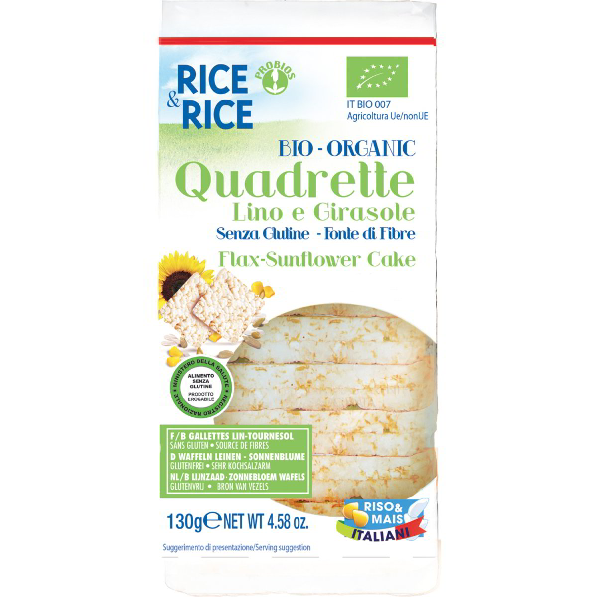 Pane quadrette di lino e girasole rice&rice PROBIOS 130 G - Coop Shop