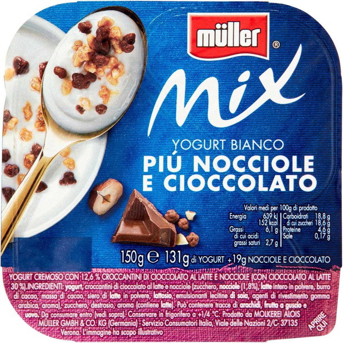Yogurt intero bianco mix con nocciole e cioccolato MULLER 150 G - Coop Shop