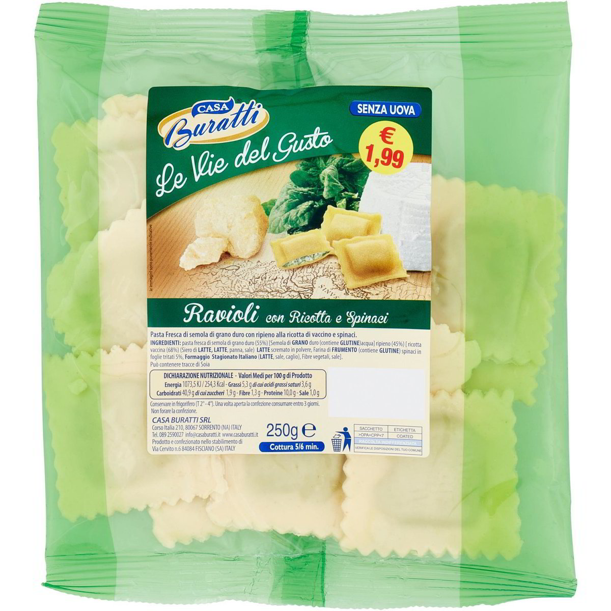Ravioli con ricotta e spinaci CASA BURATTI 250 G - Coop Shop