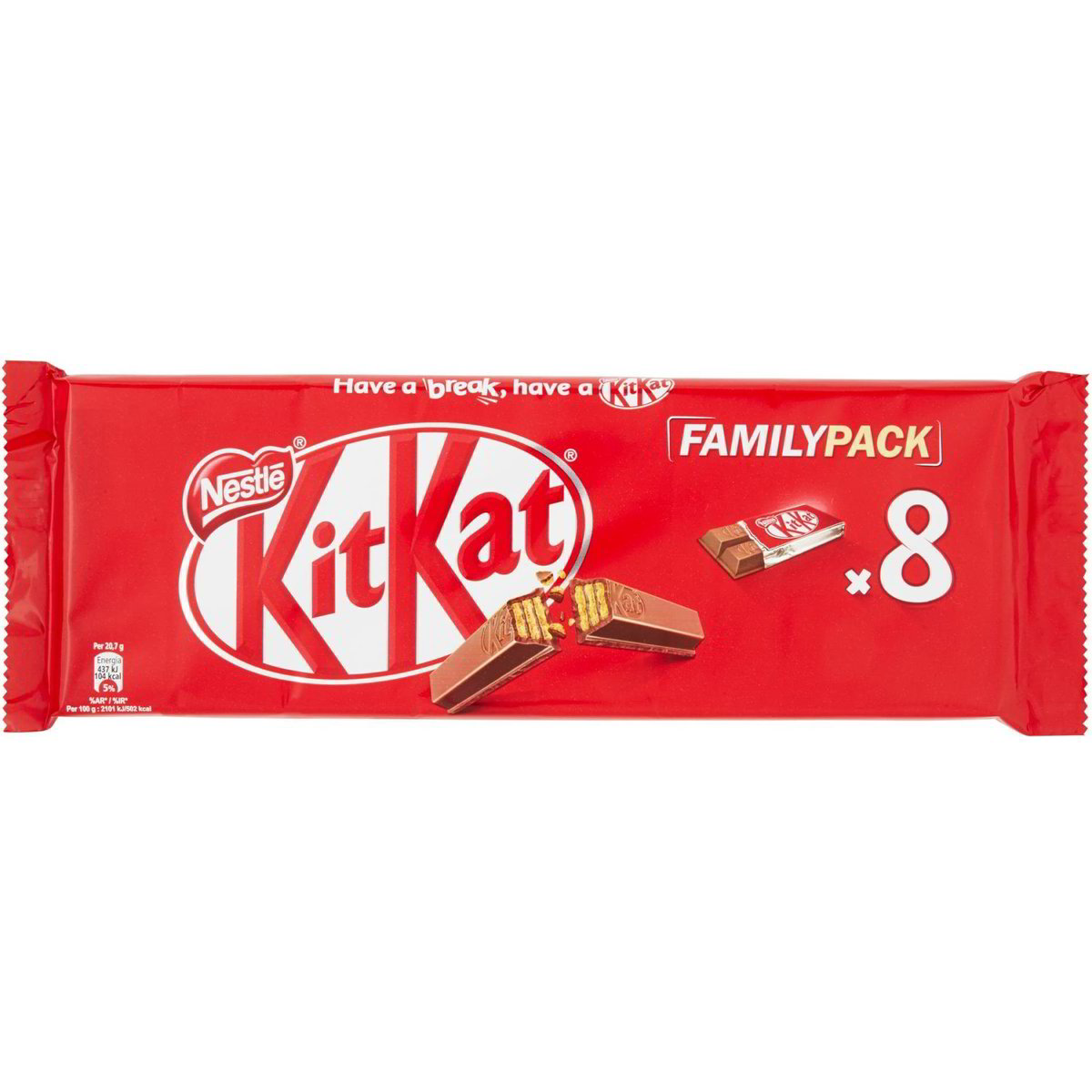 Kitkat family pack cioccolato al latte x8 snack NESTLÈ 8 X 20,7 G ...