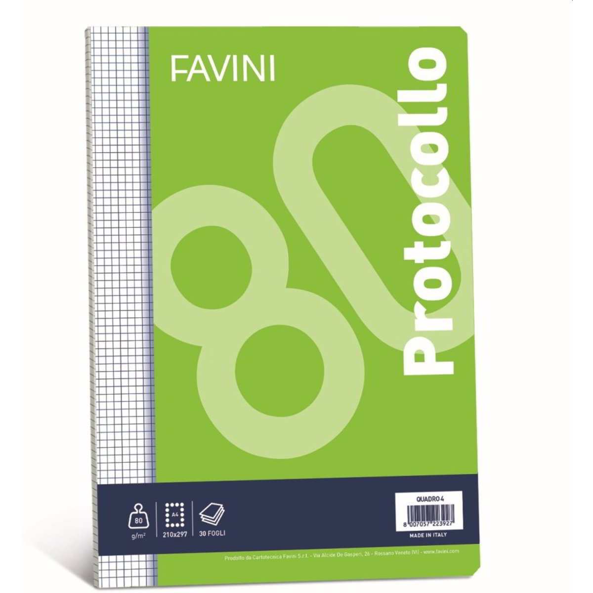 Fogli protocollo A4 a quadretti 4mm 80gr x30 FAVINI 1 PZ - Coop Shop