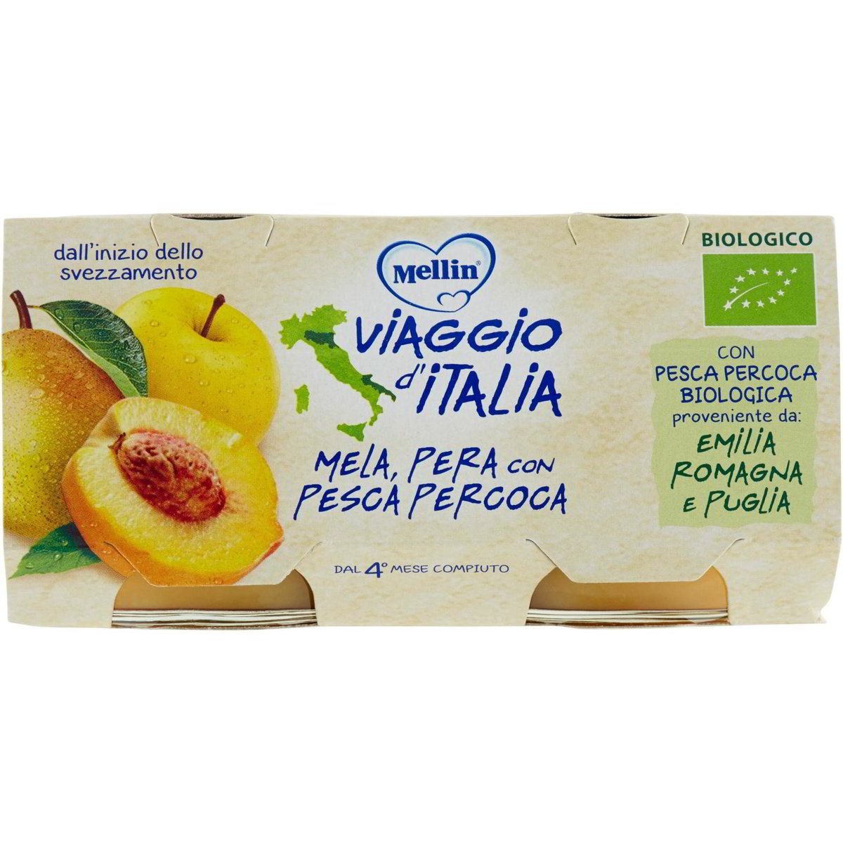 Omogeneizzato mela/pera/pesca percoca MELLIN 2 X 100 G - Coop Shop