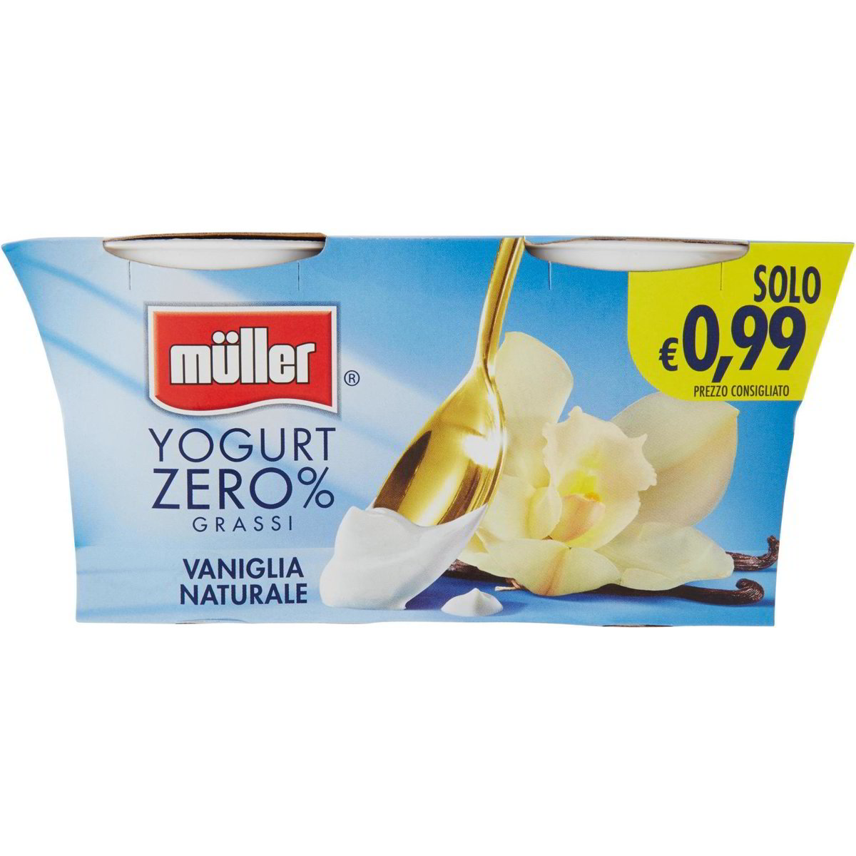 Yogurt magro zero% grassi alla vaniglia naturale MULLER 2 X 125 G ...