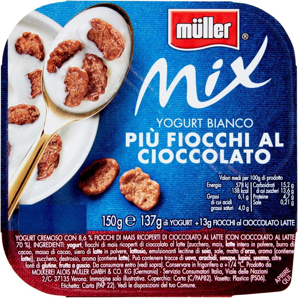 Yogurt intero bianco mix con fiocchi di cioccolato MULLER 150 G - Coop Shop