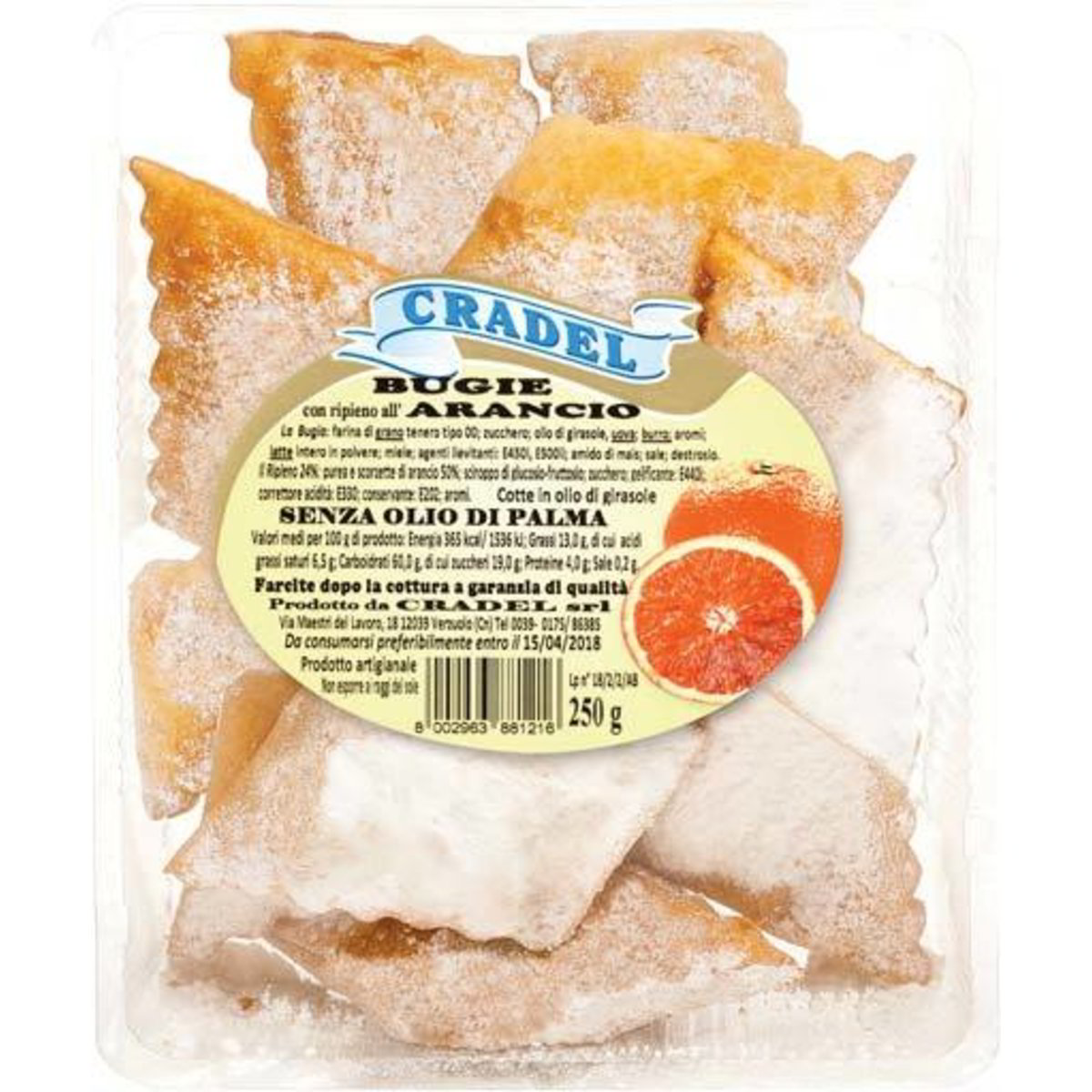 Bugie ripiene all'arancia CRADEL 250 GR - Coop Shop