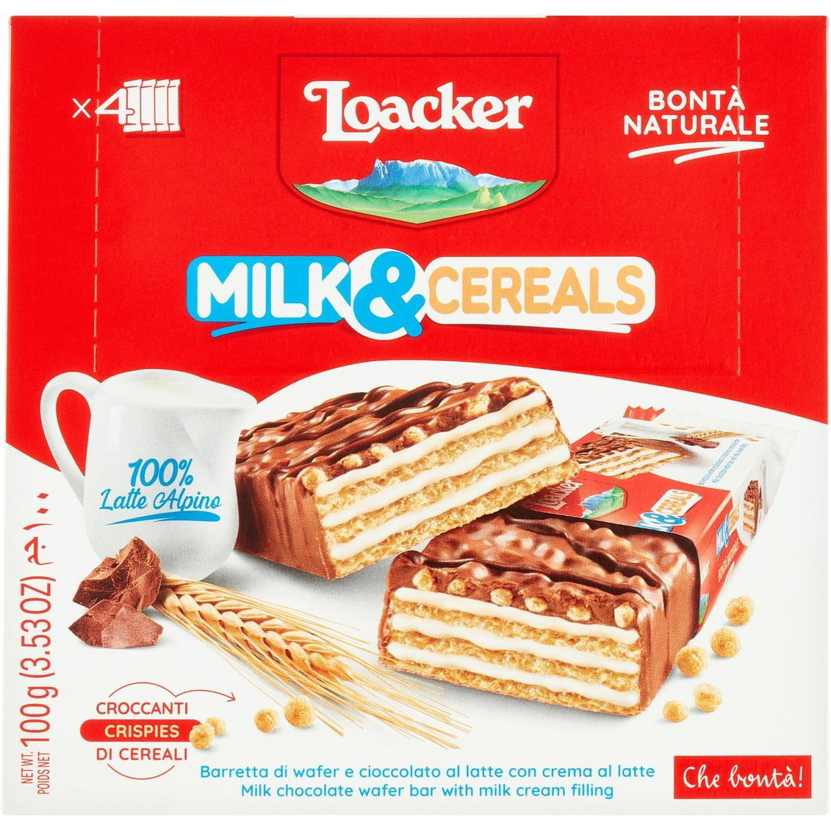 Wafer choco & milk cereals LOACKER 4 X 25 G - Coop Shop