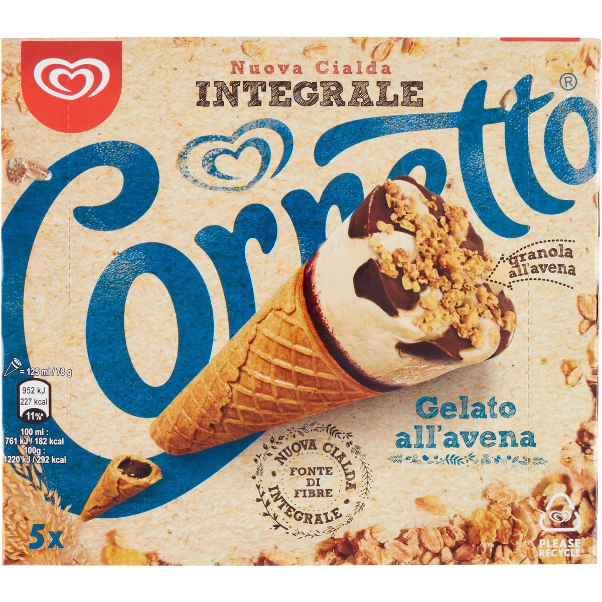Cornetto nuova cialda integrale gelato all'avena ALGIDA 5 X 78 G - Coop ...