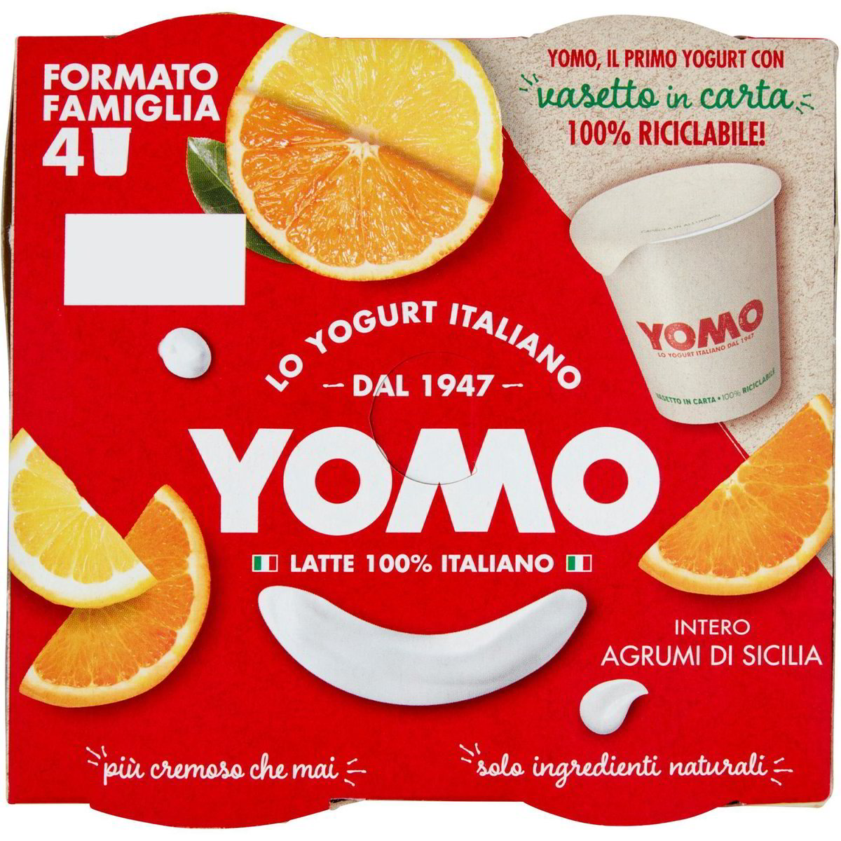 Yogurt intero con agrumi di sicilia YOMO 4 X 125 G - Coop Shop