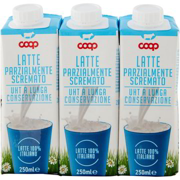 Latte uht parzialmente scremato COOP 3 X 250 ML - Coop Shop