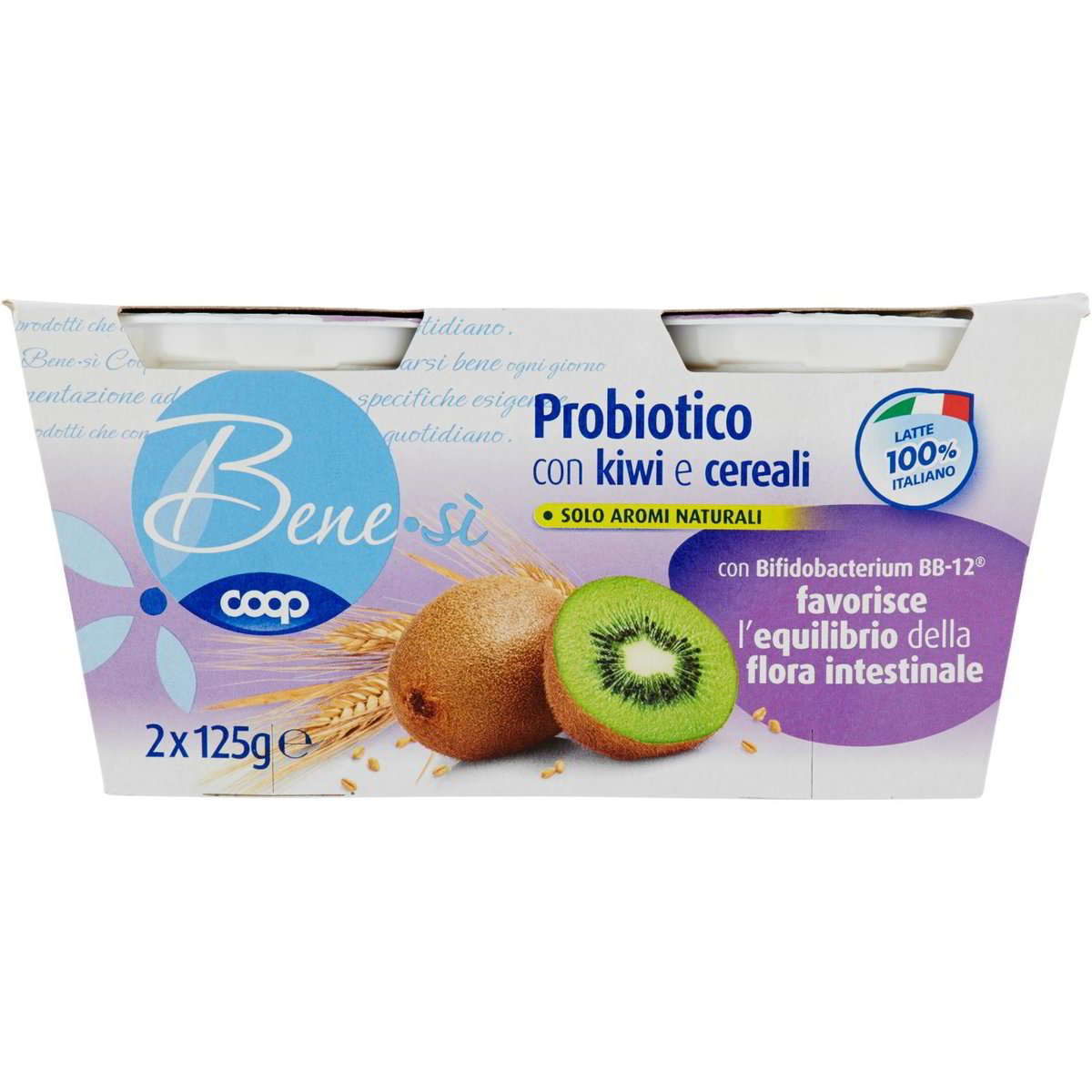 Yogurt probiotico con kiwi e cereali COOP - BENE SI' 2 X 125 G - Coop Shop
