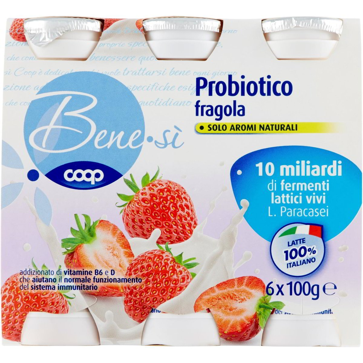 Yogurt da bere probiotico alla fragola COOP - BENE SI' 6 X 100 G - Coop ...
