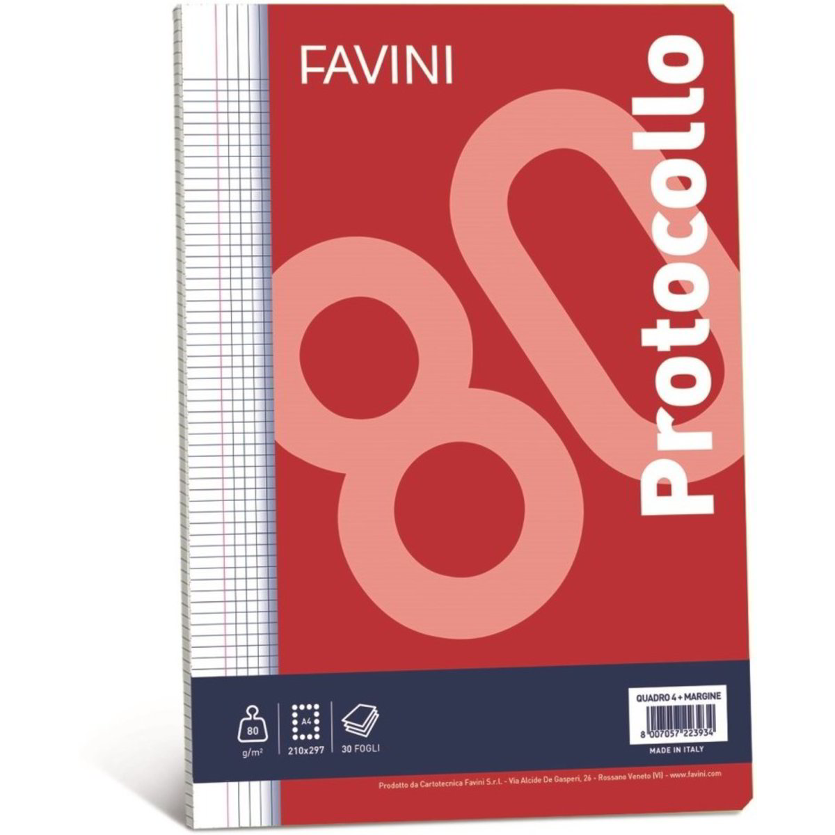 Fogli protocollo A4 a quadretti con margine x30 FAVINI 1 PZ - Coop Shop