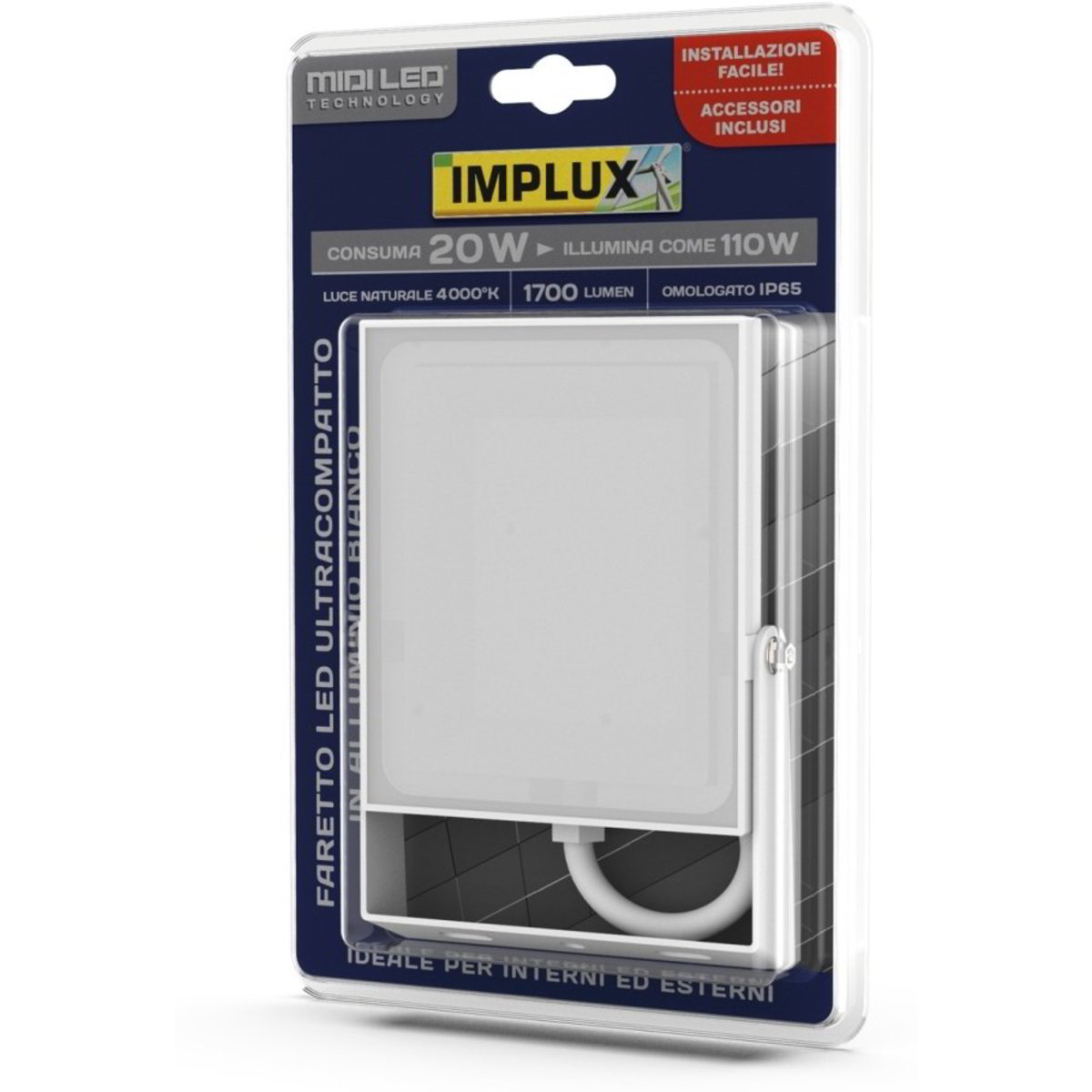 Lampada faretto led ultrapiatto 20w 1700 lumen IMPLUX 1 PZ - Coop Shop