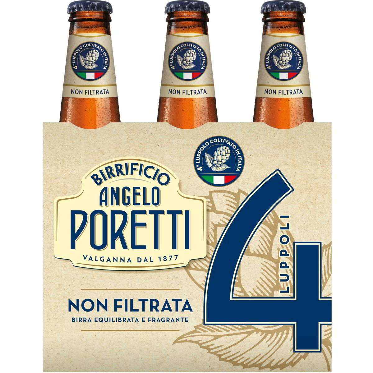 Birra chiara 4 luppoli non filtrata BIRRIFICIO ANGELO PORETTI 3 X 330 ...