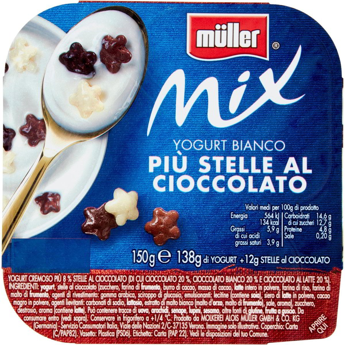 Yogurt mix bianco più con stelle al cioccolato MULLER 150 G - Coop Shop