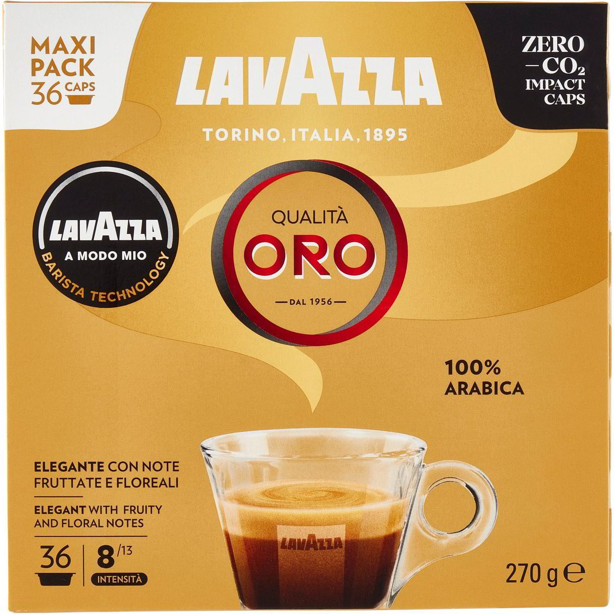 Capsule caffè qualità oro 100% arabica x36 LAVAZZA - A MODO MIO 270 G ...