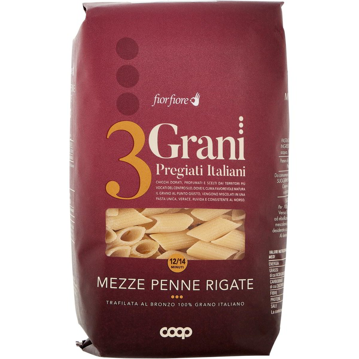 Mezze penne rigate 3 grani pregiati italiani COOP - FIOR FIORE 500 G - Coop Shop