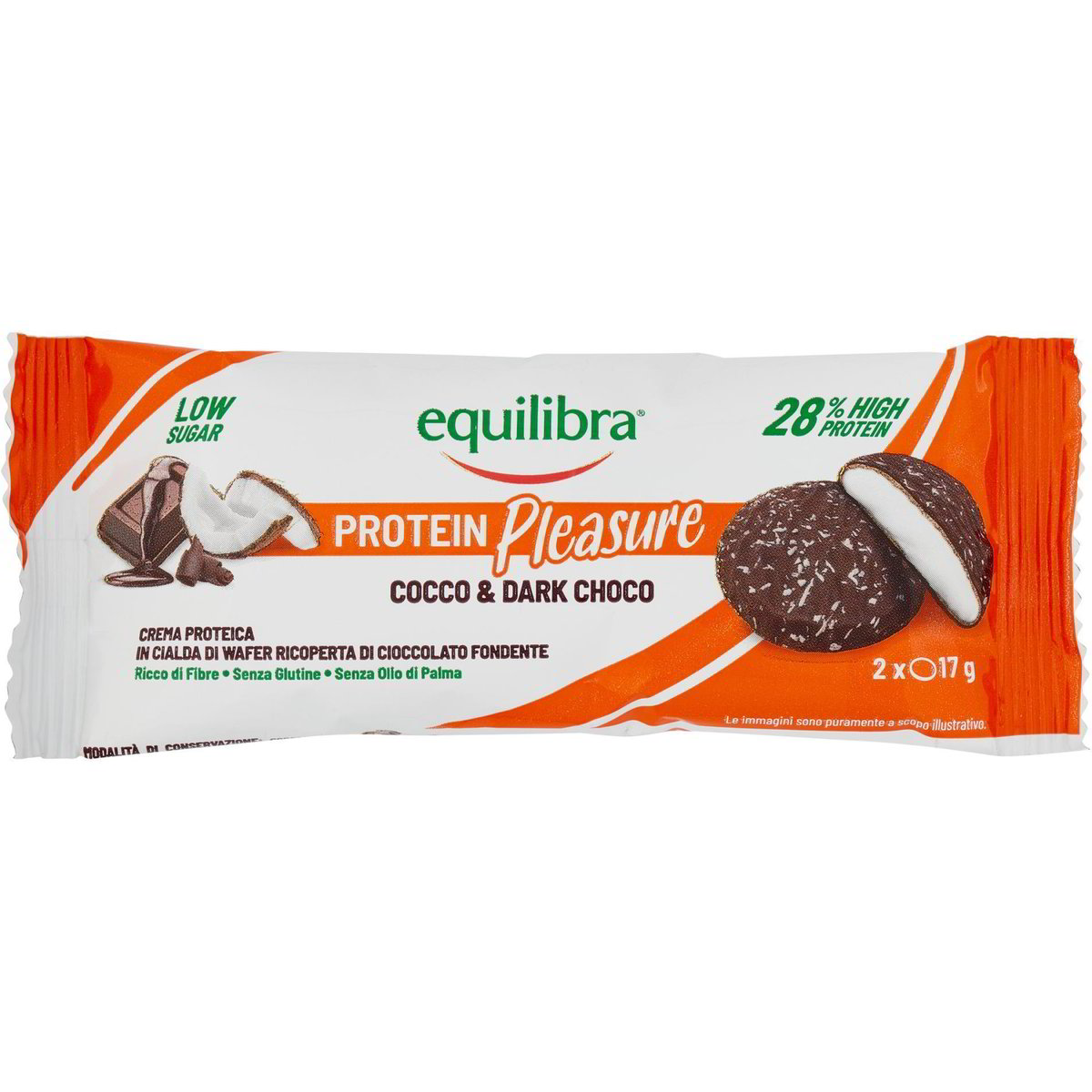Barretta proteica di cioccolato dark e cocco EQUILIBRA 2 X 17 G - Coop Shop