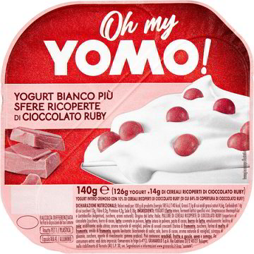Yogurt bianco con sfere di cioccolato ruby YOMO 140 G - Coop Shop