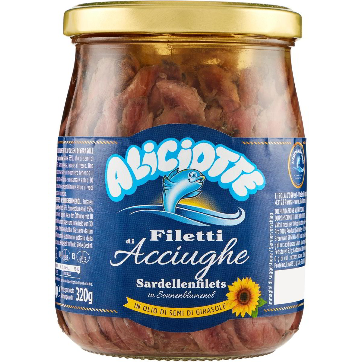 Alici filetti in olio di girasole L'ISOLA D'ORO 580 G - Coop Shop