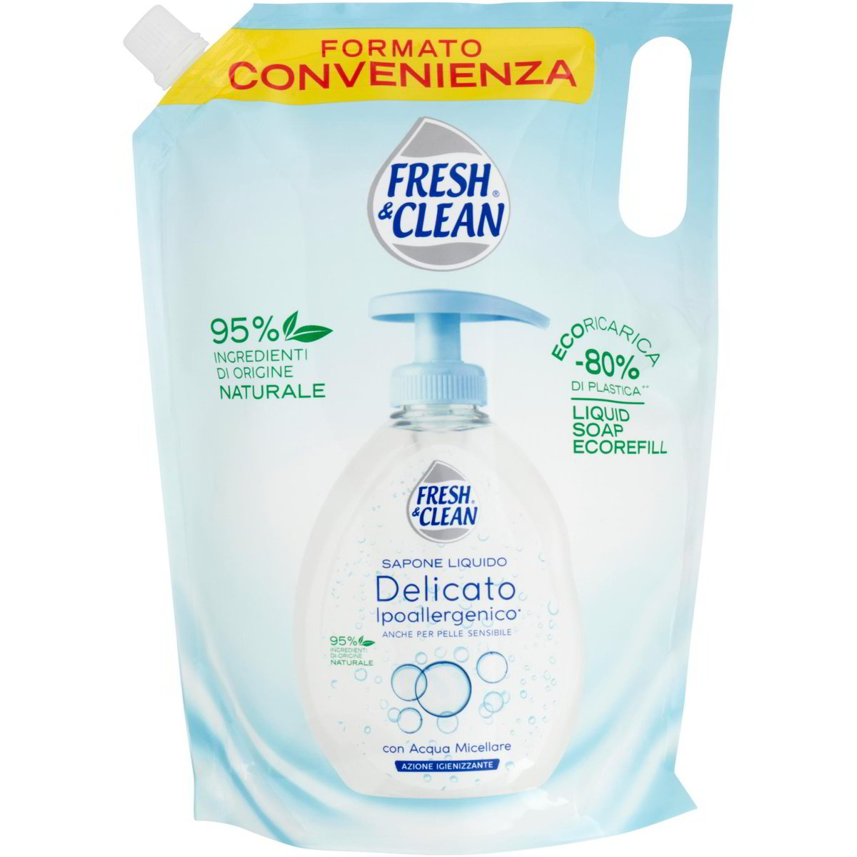 Sapone liquido delicato igienizzante ricarica FRESH&CLEAN 1000 ML ...