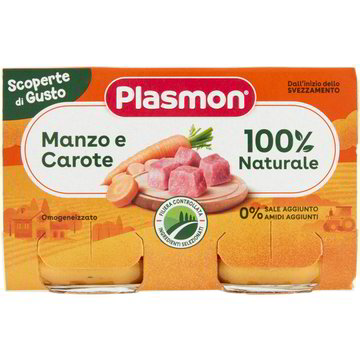 Omogeneizzato manzo e carote PLASMON 2 X 120 G - Coop Shop