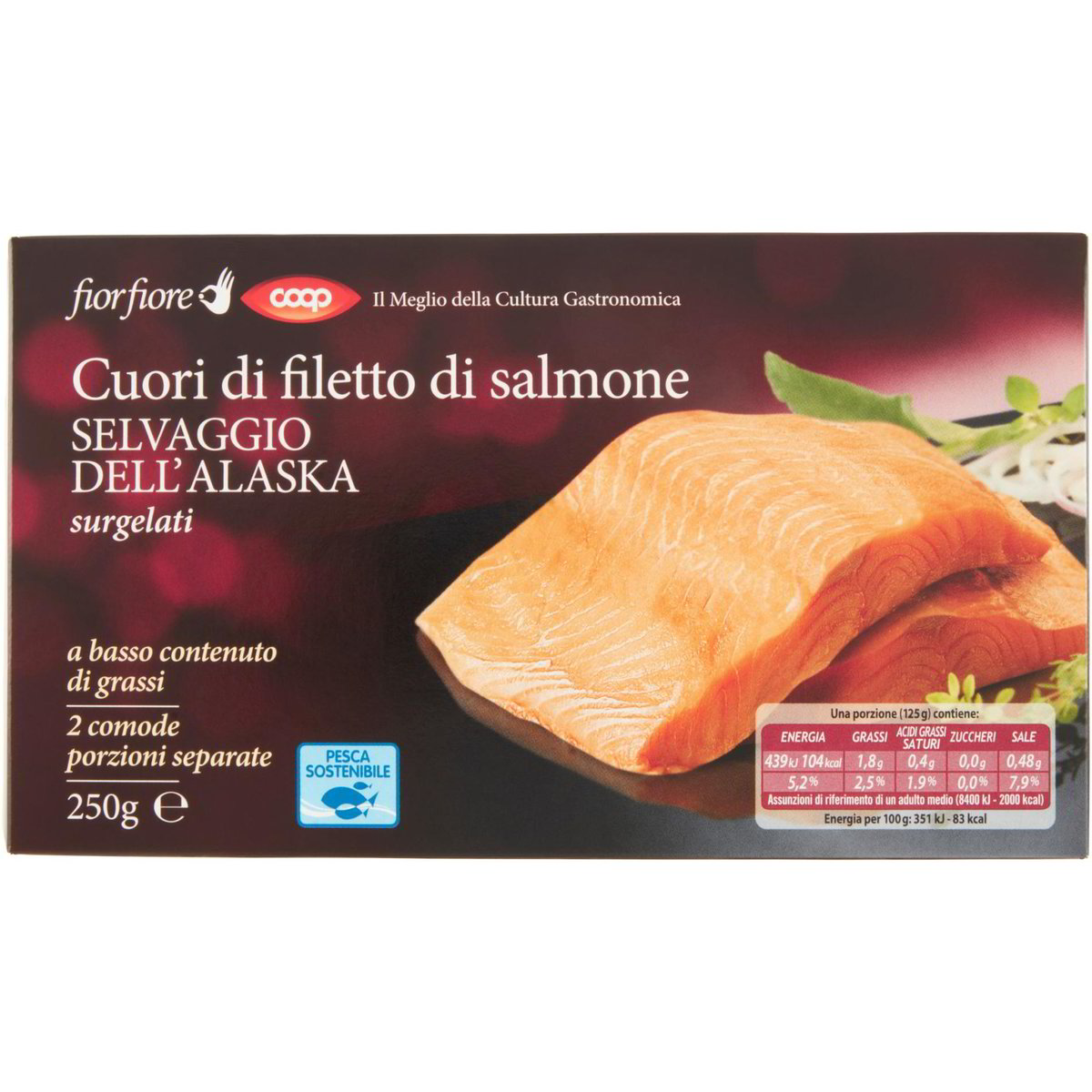 Salmone selvaggio filetto cuori di salmone COOP - FIOR FIORE 250 G ...