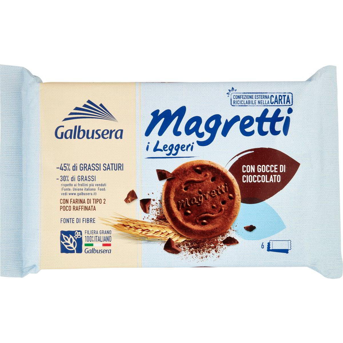 Biscotti con gocce cioccolato magretti i leggeri GALBUSERA 6 X 43,3 G ...