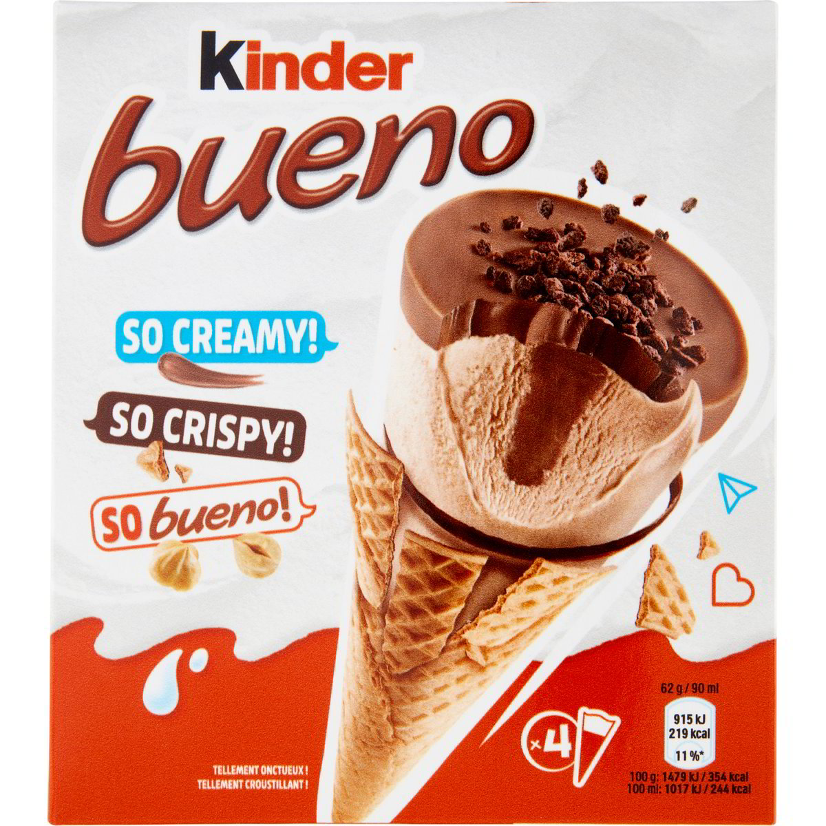 Cornetto kinder bueno KINDER 4 X 62 G - Coop Shop