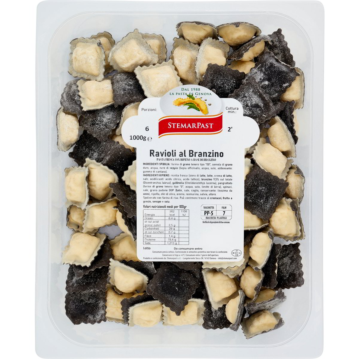 Ravioli al branzino bianchi e neri STEMARPAST 1000 GR - Coop Shop