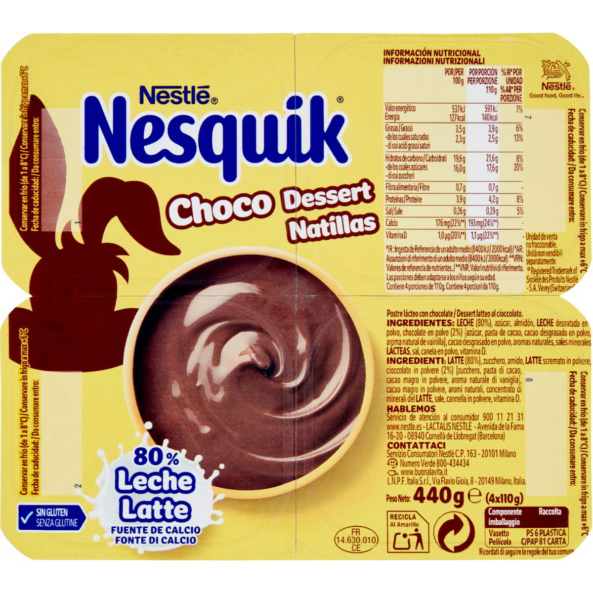 Dessert nesquik choco al cioccolato x4 NESTLÉ 440 G - Coop Shop