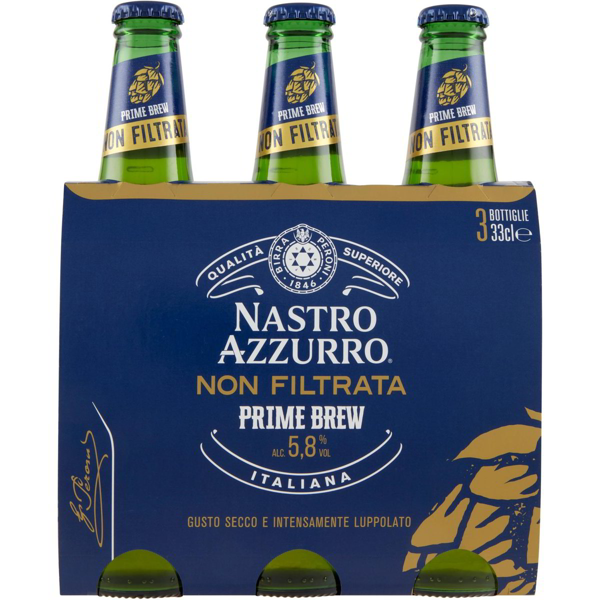 Birra bionda prime non filtrata PERONI - NASTRO AZZURRO 3 X 330 ML ...