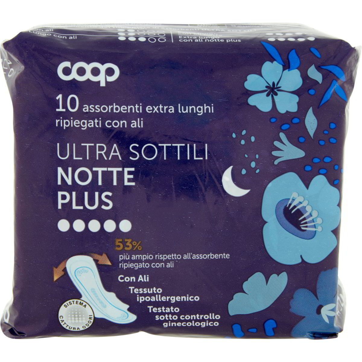 Assorbenti notte extra lunghi sottili con ali x10 COOP 1 PZ - Coop Shop