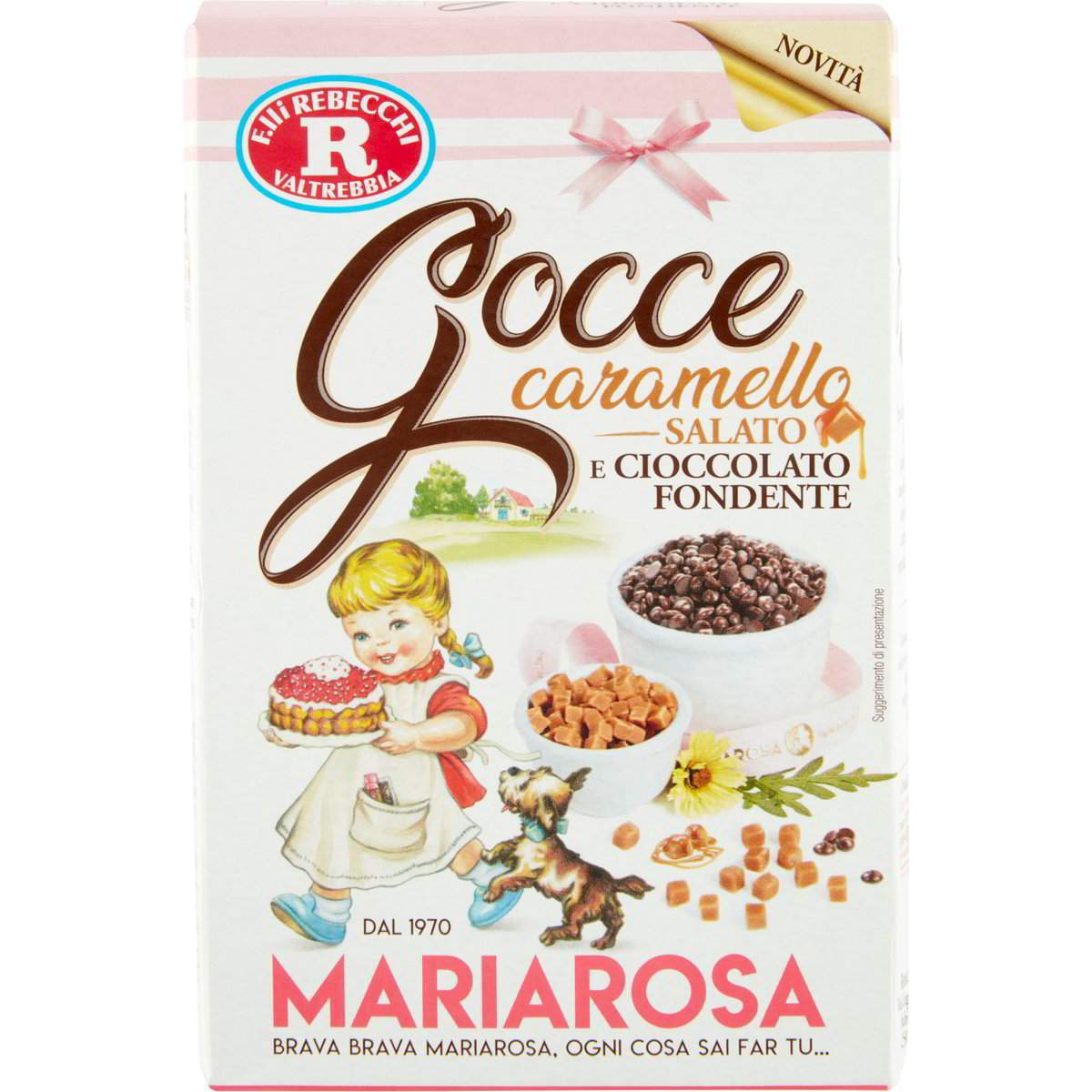 Gocce di cioccolato fondente e caramello salato F.LLI REBECCHI 90 G ...