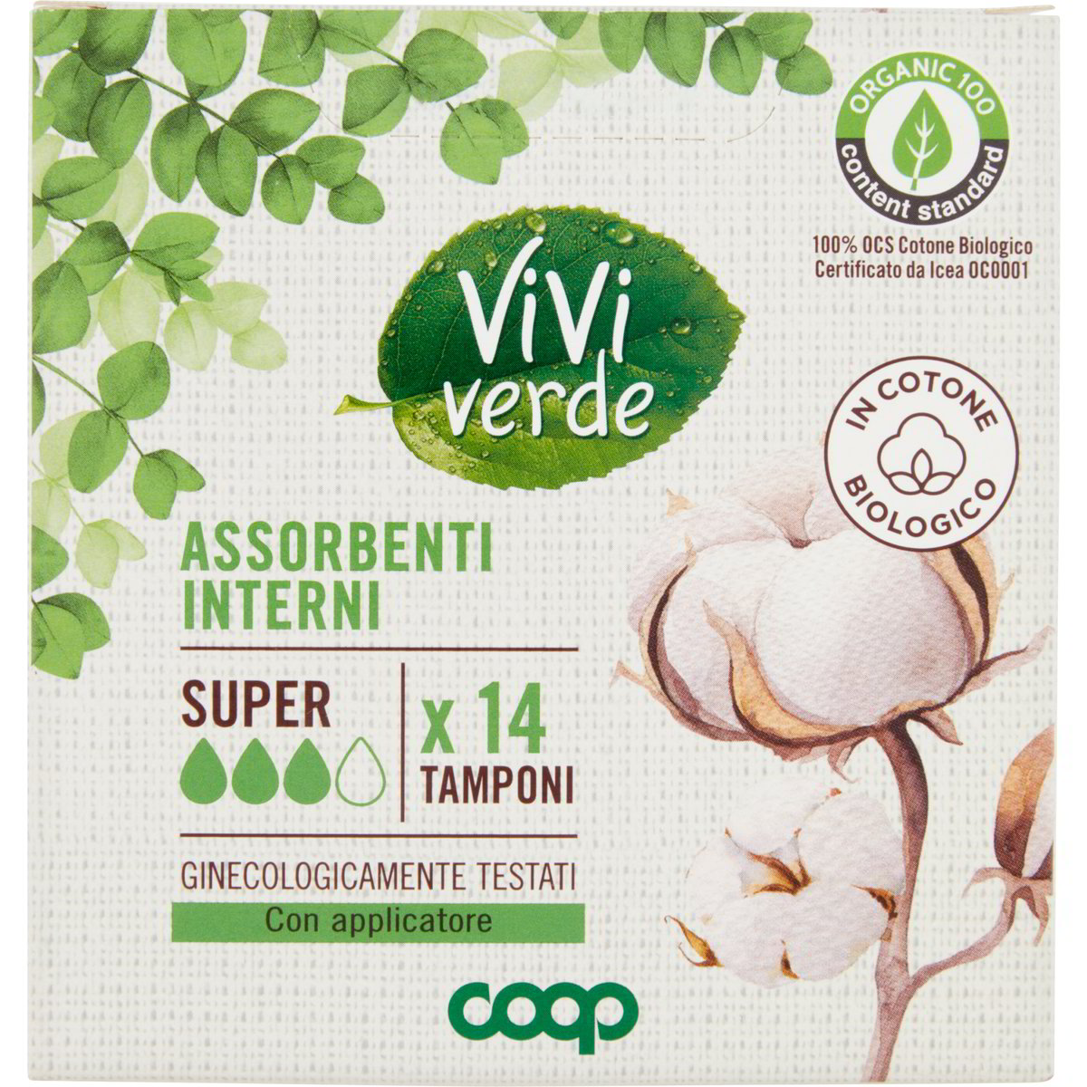 Assorbenti interni in cotone biologico super x14 COOP - VIVI VERDE 1 PZ ...