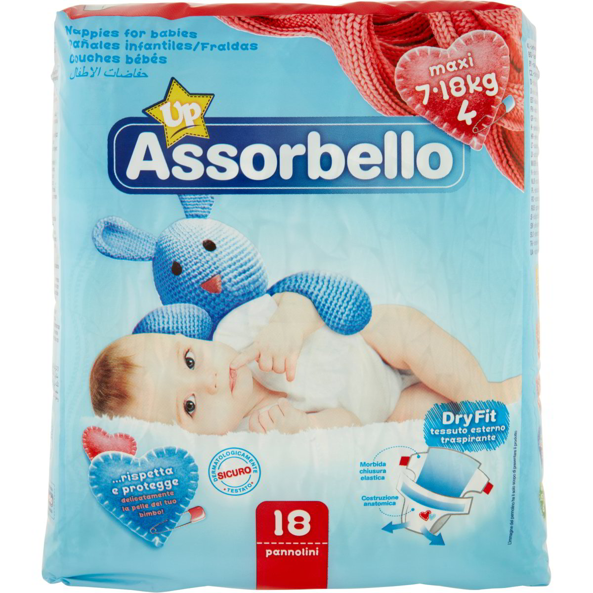 Pannolini up maxi 7-18 kg (taglia 4) x18 ASSORBELLO 1 PZ - Coop Shop