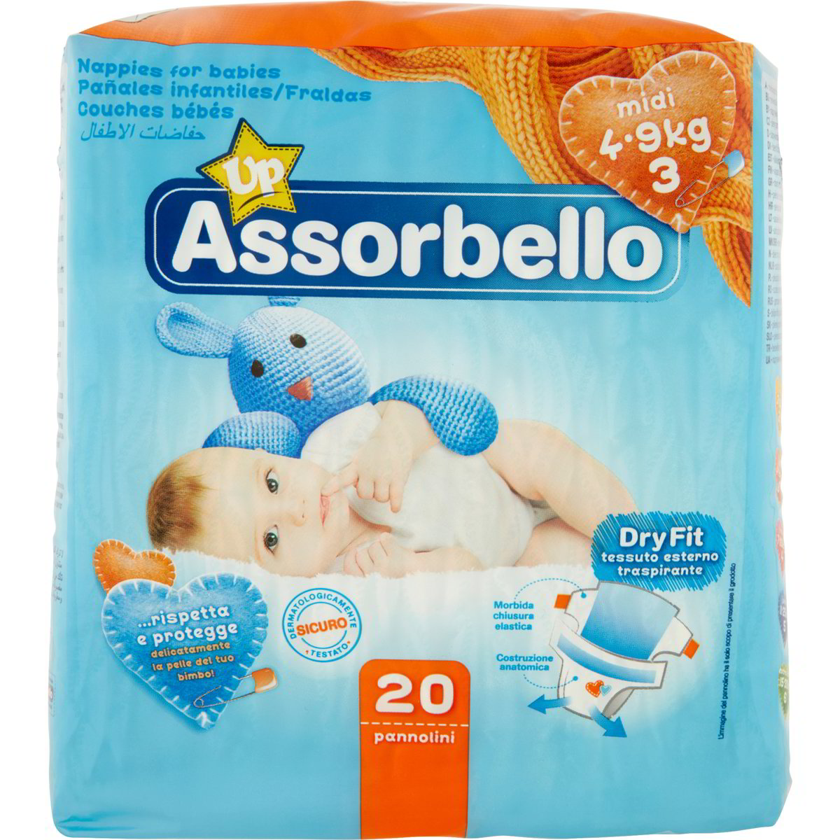 Pannolini up midi 4-9 kg (taglia 3) x20 ASSORBELLO 1 PZ - Coop Shop