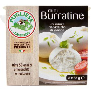 Burrata mini x3 CASEIFICIO PUGLIESE 3 X 65 G - Coop Shop