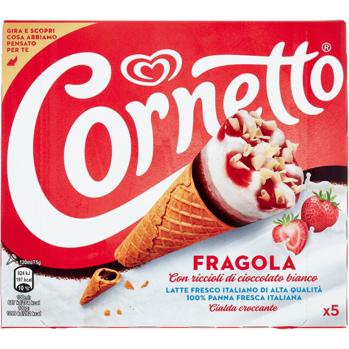 Cornetto fragola e cioccolato bianco ALGIDA 5 X 75 G - Coop Shop