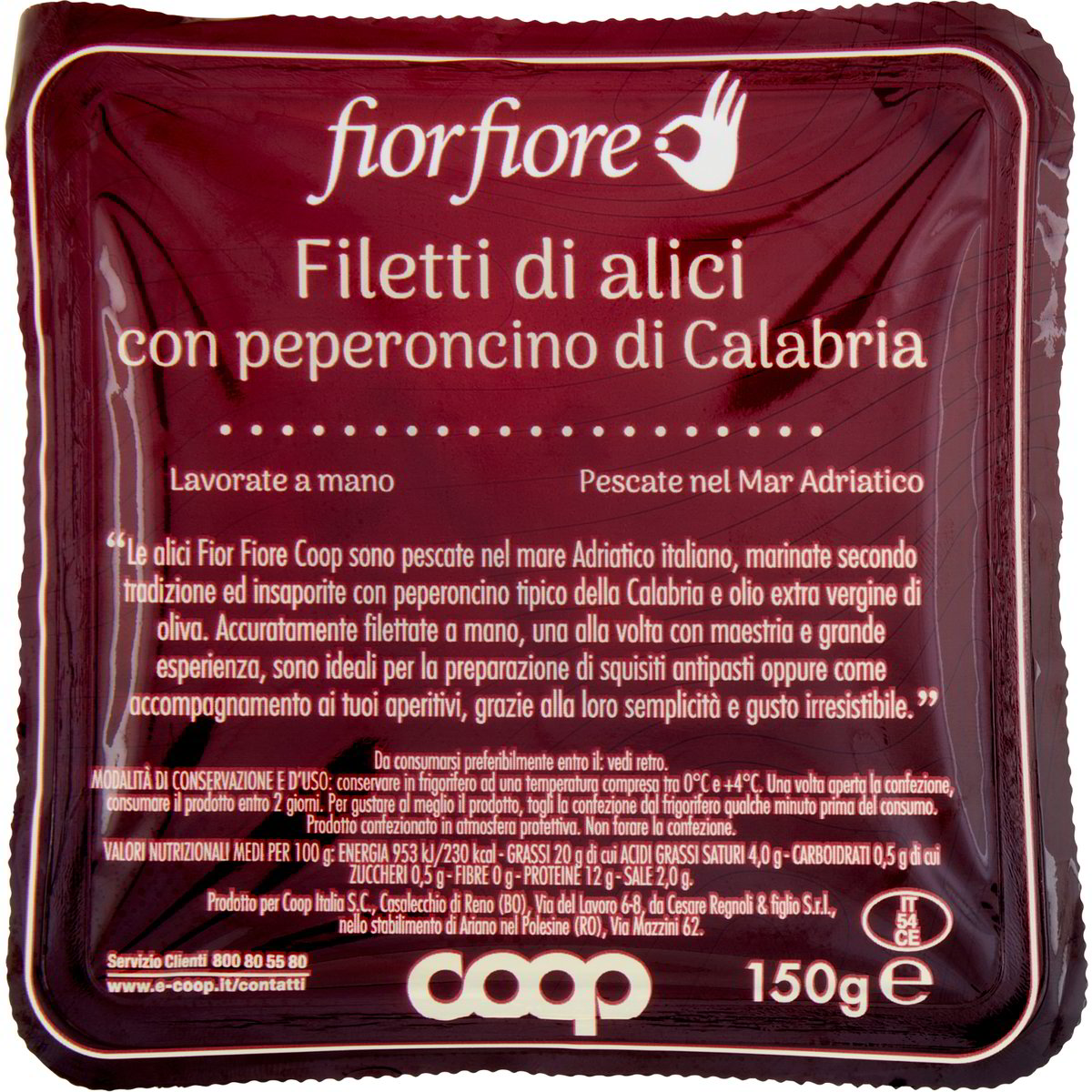 Alici filetti con peperoncino di calabria COOP - FIOR FIORE 150 G ...